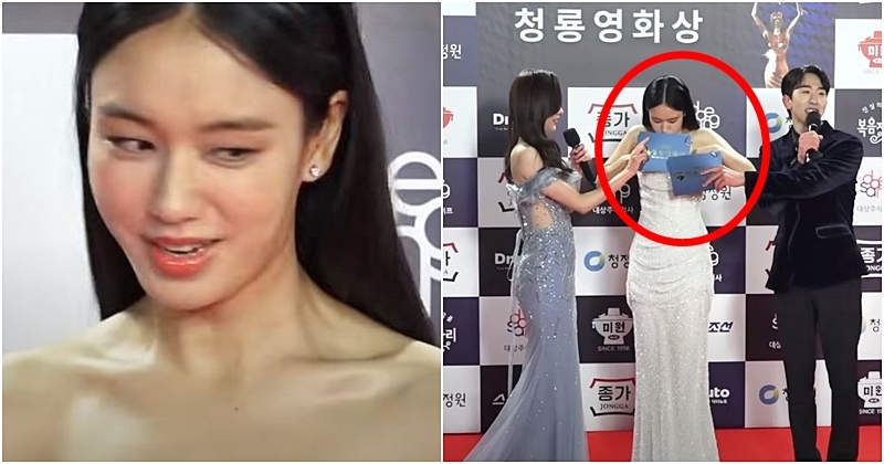 "정면 보고 볼하트…" 배우 안은진, 드레스 노출 사고 (영상) | 위키트리